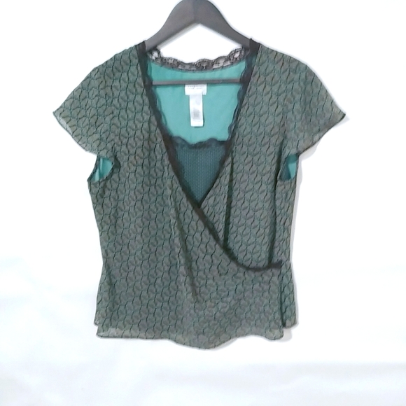 Emma James | Tops | Emma James 2 Brown Turquoise Crossover Top | Poshmark